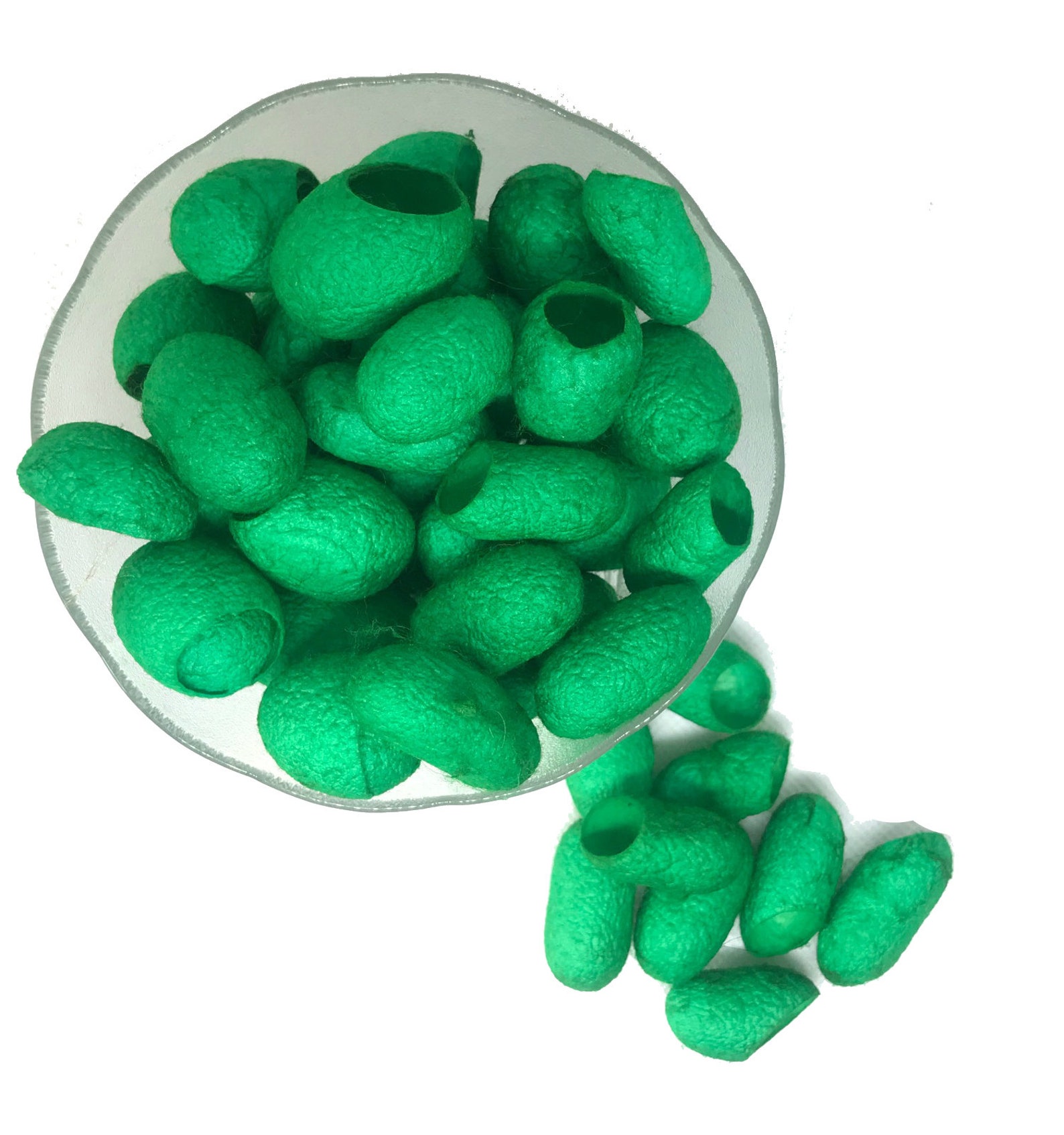 Green Color 30 Hand Dyed Silk Cocoons Silk Cut Cocoons - Etsy
