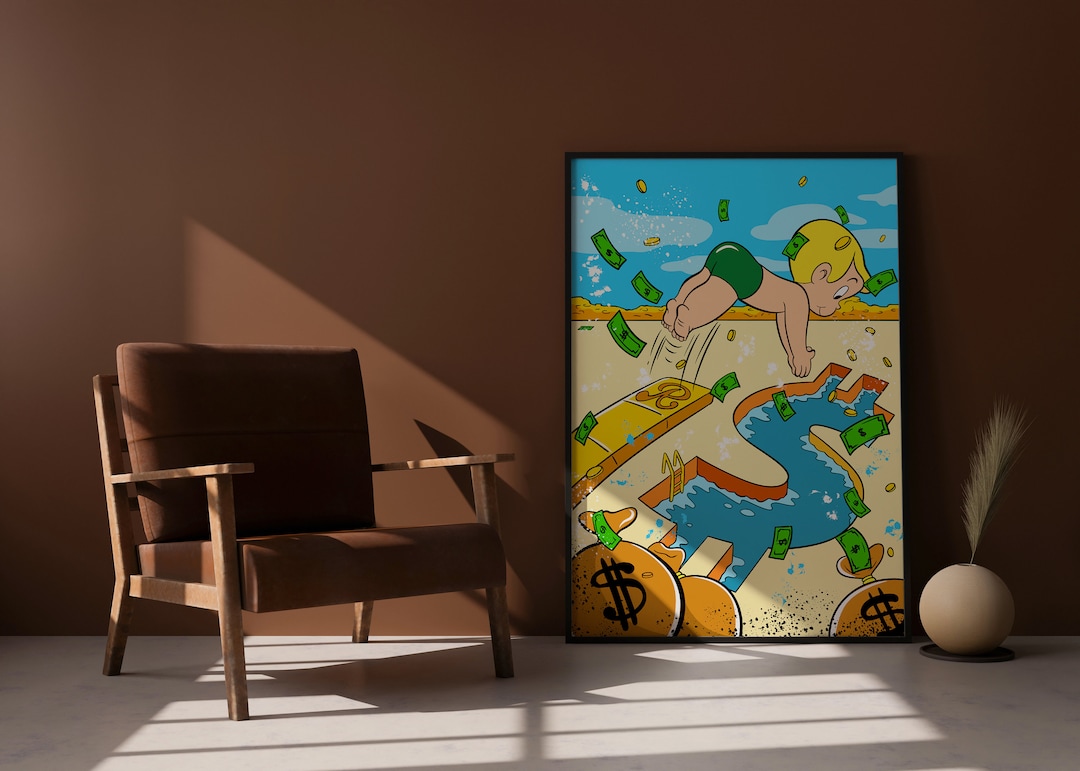 Richie Rich Money Pool Wall Art, Monopoly Pool Poster, Custom Monopoly ...