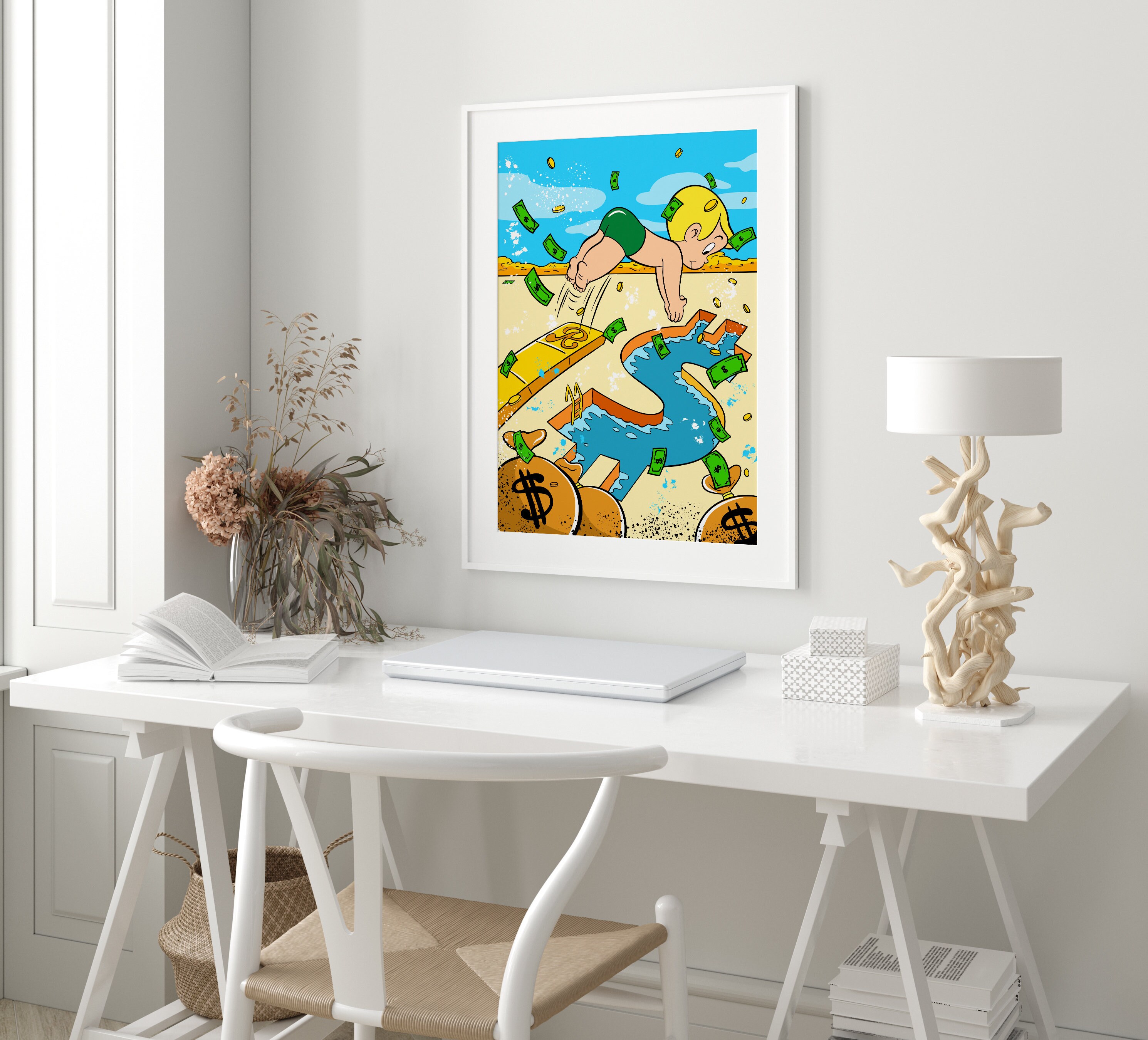 Richie Rich Money Pool Wall Art, Monopoly Pool Poster, Custom Monopoly ...