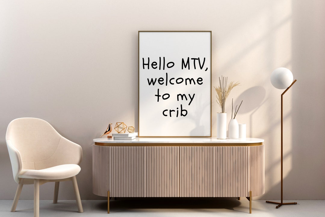 Abstract 70s Wall Art, Unique Typography Print, Hi MTV Welcome to My ...