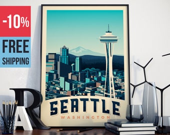 Seattle poster | Etsy