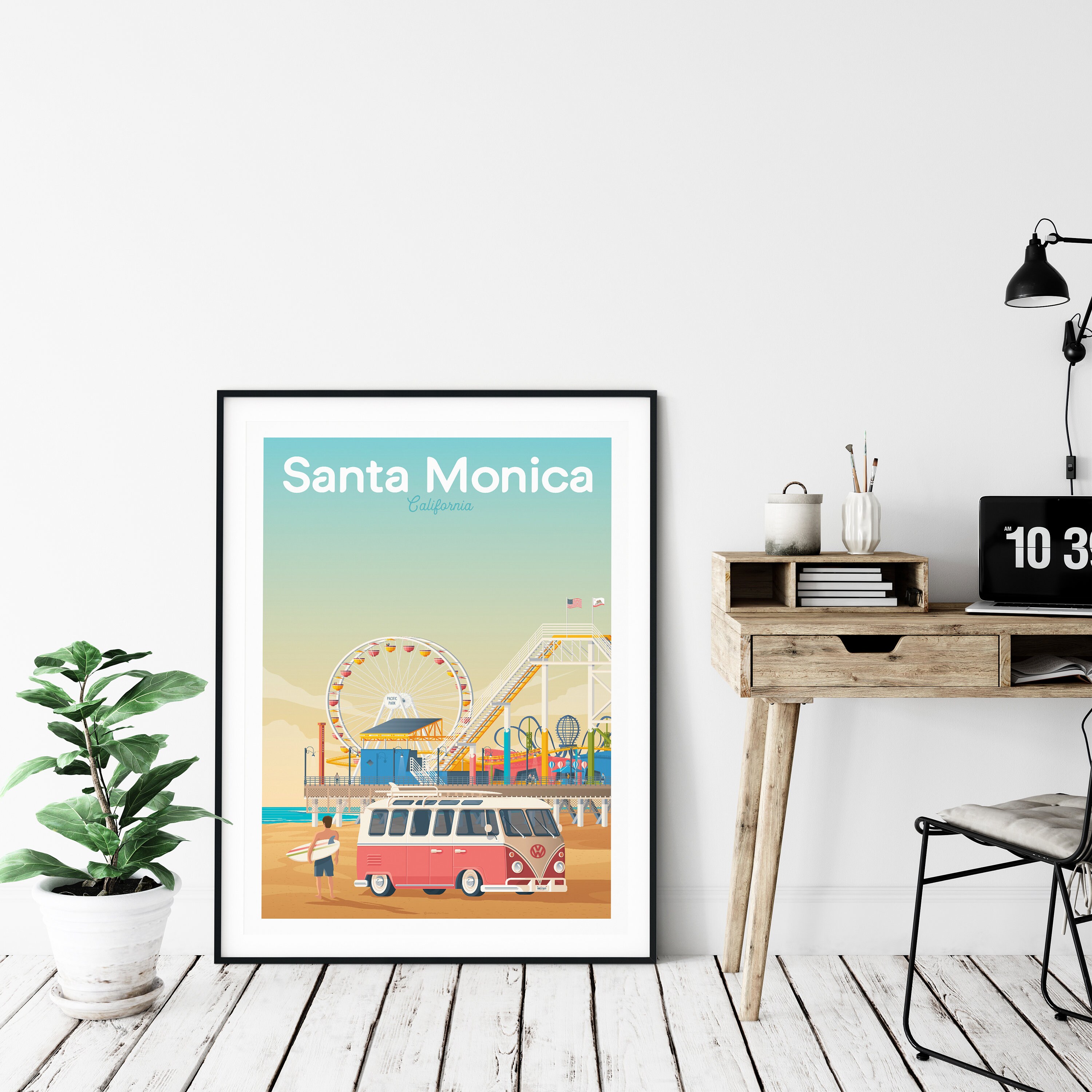 Santa Monica Print California Vintage Poster Los Angeles - Etsy Canada