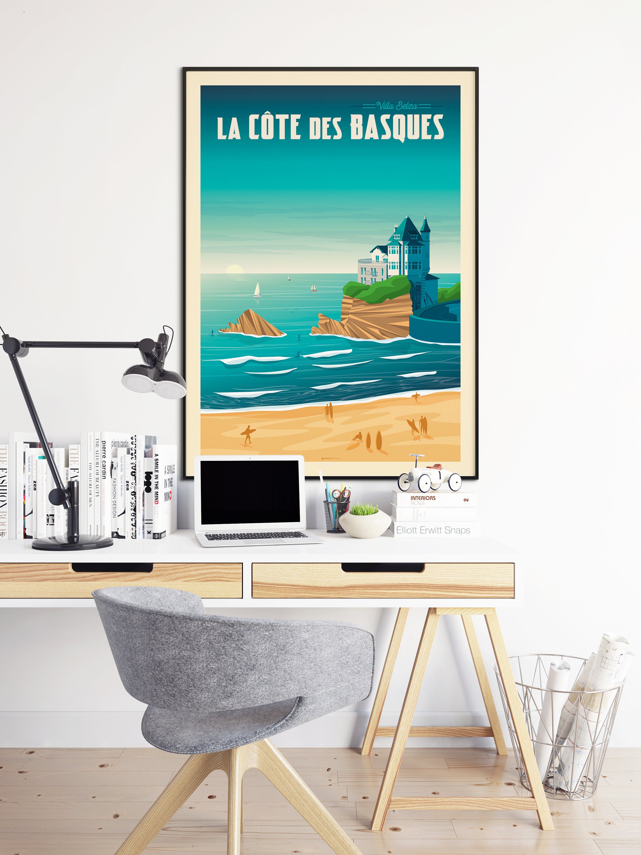 Biarritz Print, Basque Country Wall Art, Côte Des Basques, Biarritz ...