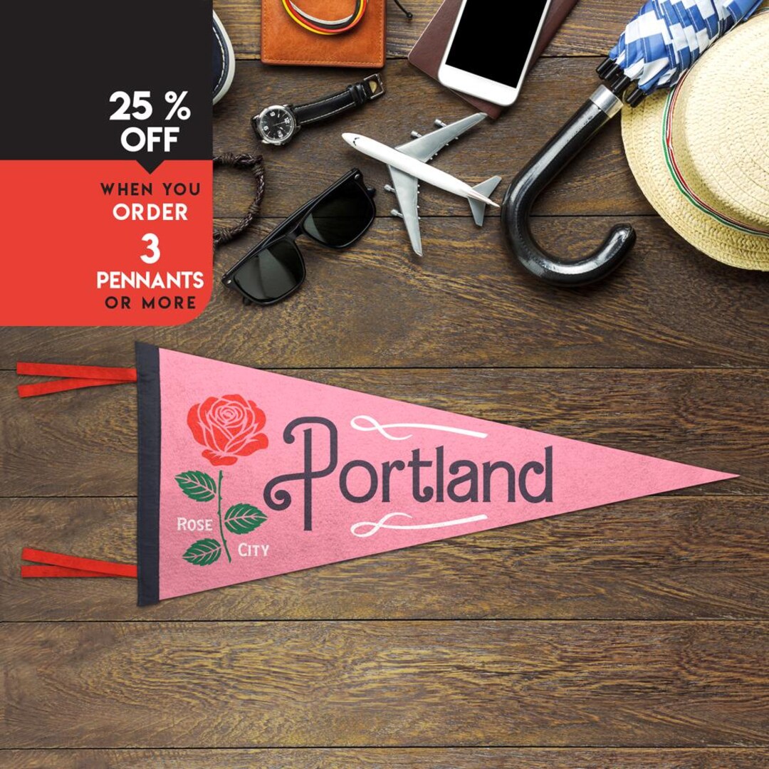 Portland Oregon Felt Pennant | Rose City Wall Art, Nature Home Decor ...