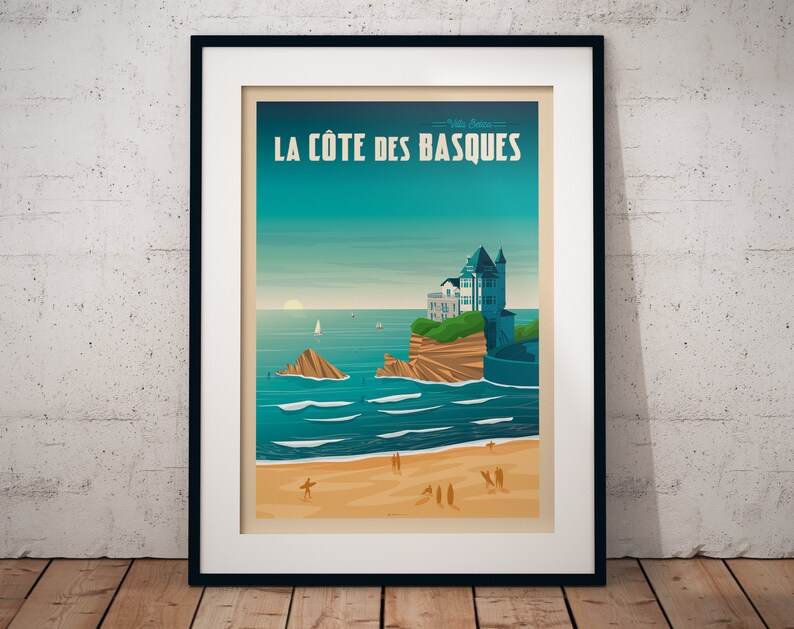 Biarritz Print, Basque Country Wall Art, Côte Des Basques, Biarritz ...