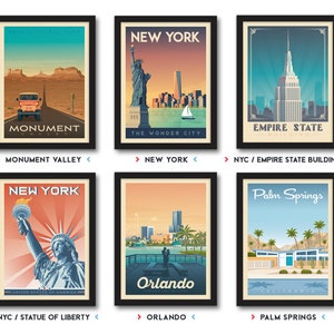 United States Travel Poster | Set of 3 Prints | Minimalist Landscape ...