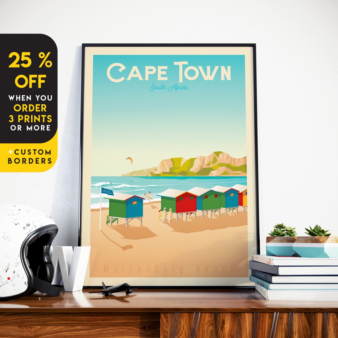 Cape Town Art Print, South Africa Art Print, Muizemberg Beach Print ...