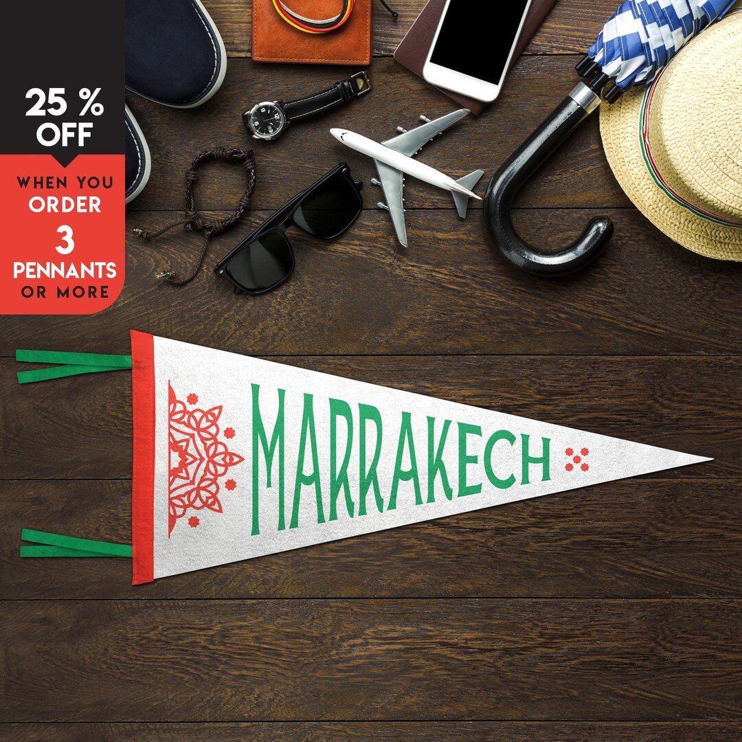 Marrakech Morroco Africa Felt Pennant Travel Felt Pennant Flag Banner ...