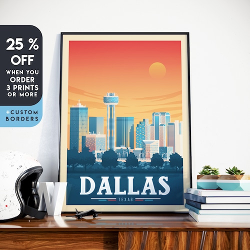 Dallas Print Texas Poster Travel Poster - Etsy