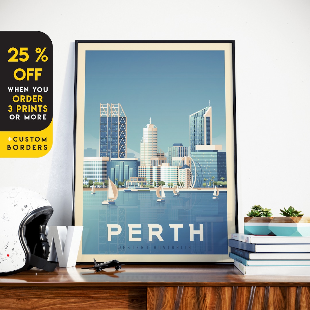 Perth Australia Print, Australia Print, Travel gift, Skyline, Australia ...