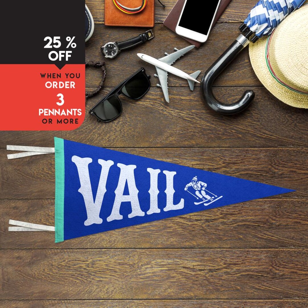 Vail Colorado Felt Pennant | Mountain Adventure Banner Sign, Winter ...