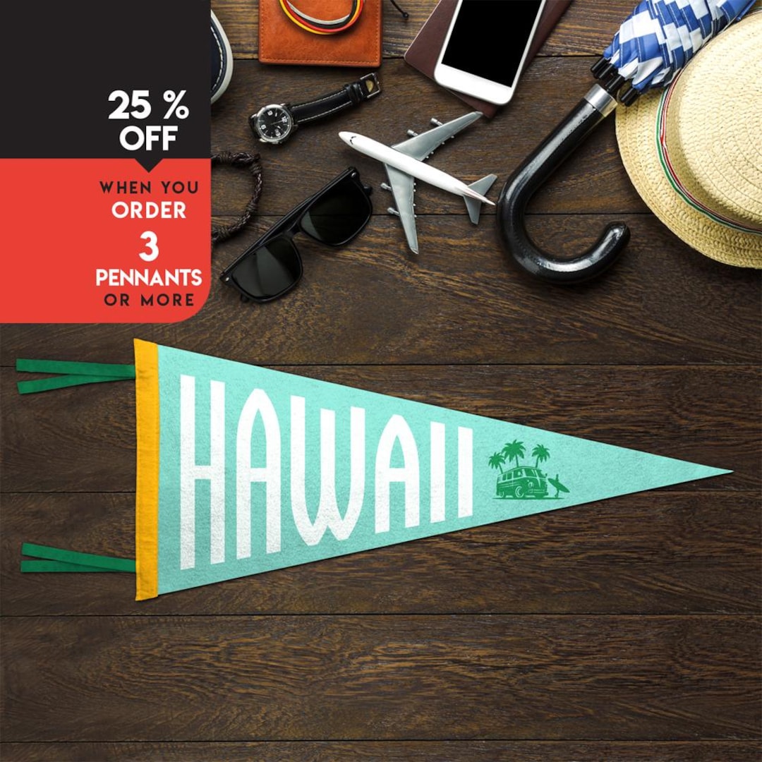 Hawaii Island Vintage Felt Pennant Flag | Beach Decor | Nautical Sign ...