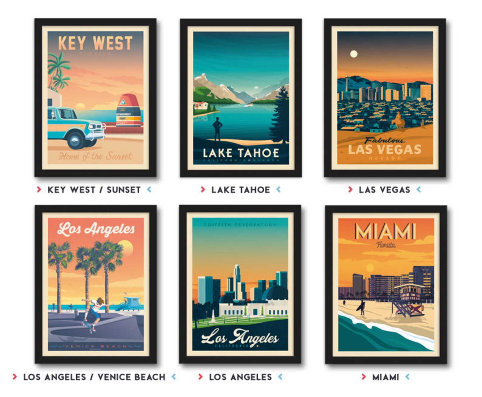 United States Travel Poster | Set of 3 Prints | Landscape Wall Art ...