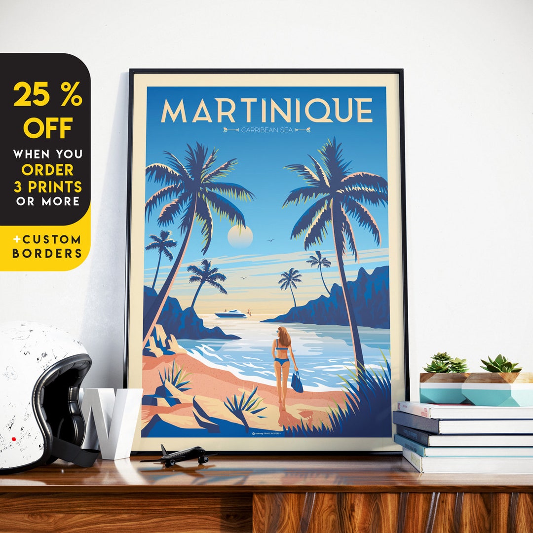 Martinique Travel Poster: French Caribbean Beach Print - Etsy