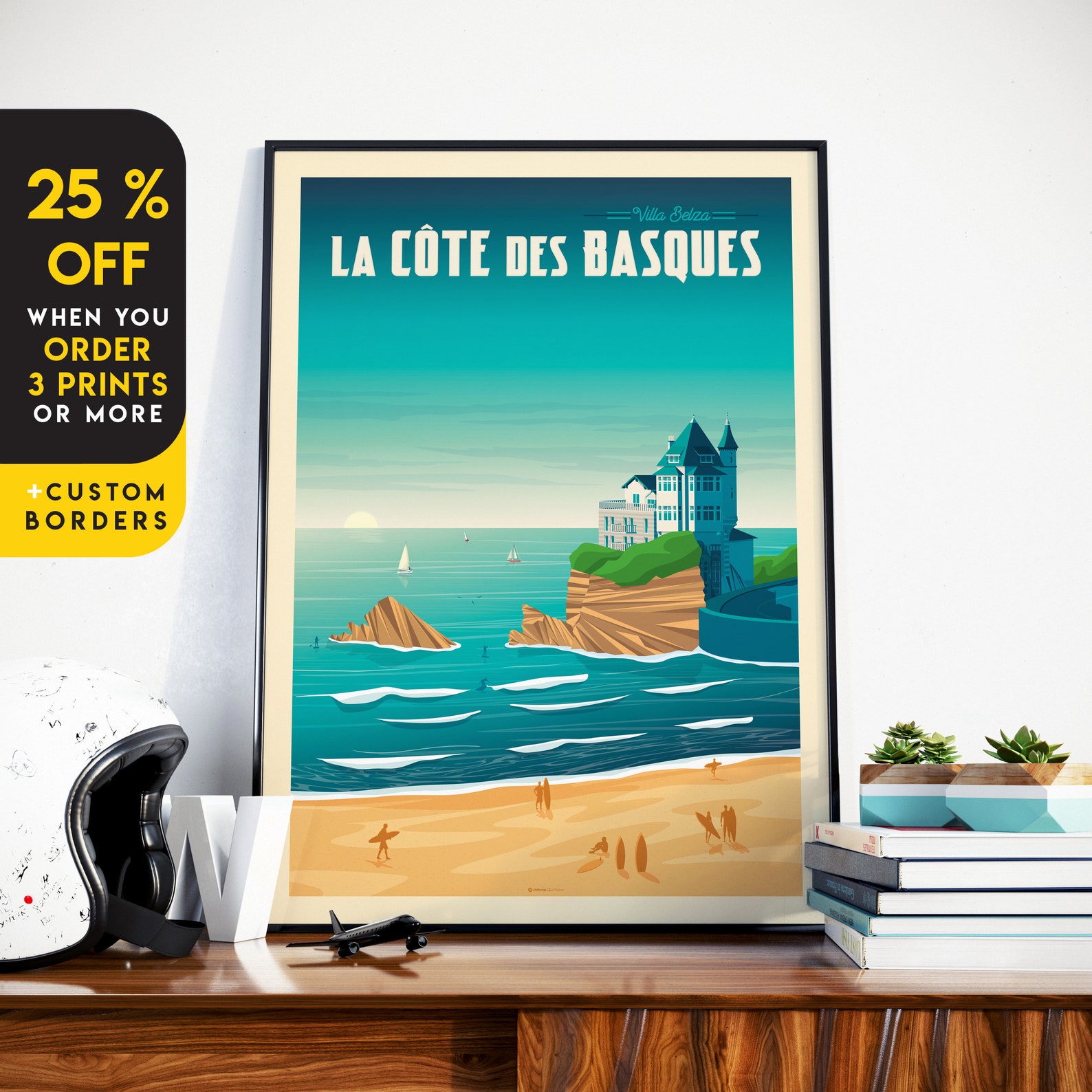 Biarritz Print, Basque Country Wall Art, Côte Des Basques, Biarritz ...