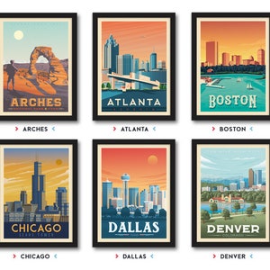 United States Travel Poster | Set of 3 Prints | Minimalist Landscape ...