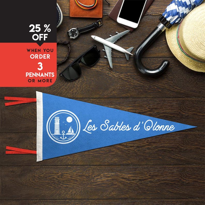 Les Sable D'olonne Felt Pennant Flag | Beach Decor | Nautical Sign ...