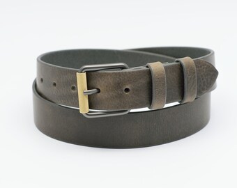 Gray Leather Belt - Etsy