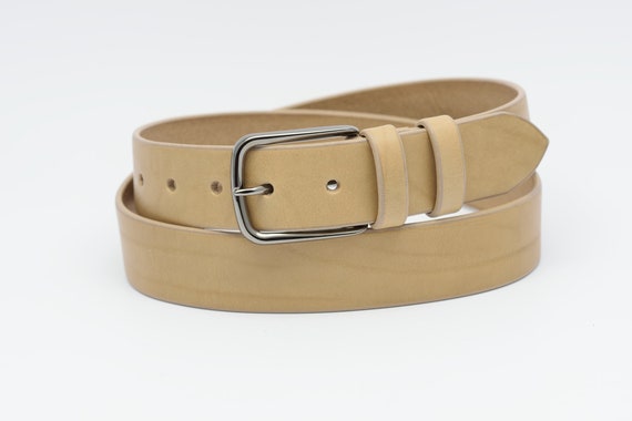 Beige Leather Belt Full Grain Leather Belt Handmade Leather | Etsy