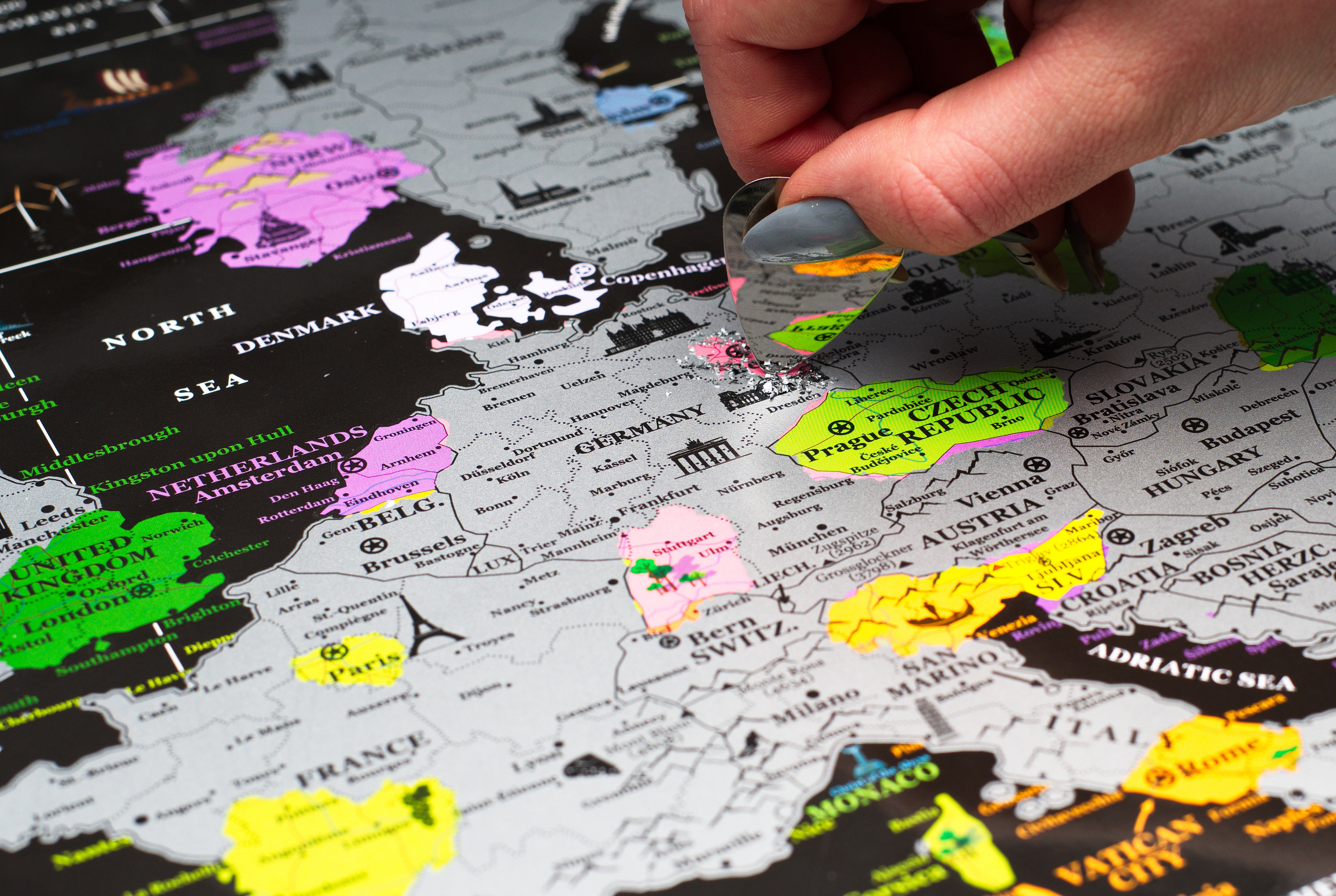 Europe Scratch off Map Travel Map Push Pin Map EU Detailed Map | Etsy