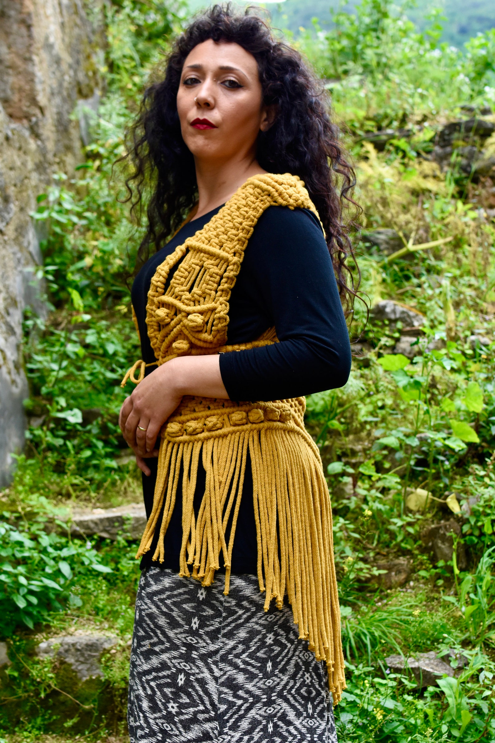 Macrame Vest, Macrame, Handmade Vest, Boho Vest, Macrame Knots, Yellow ...