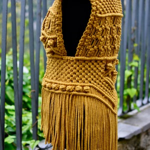 Macrame Vest, Macrame, Handmade Vest, Boho Vest, Macrame Knots, Yellow ...
