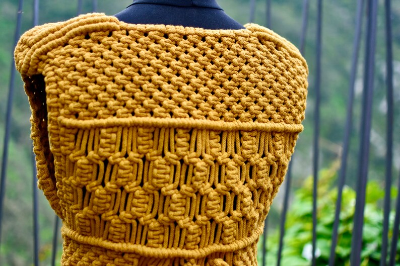 Macrame Vest, Macrame, Handmade Vest, Boho Vest, Macrame Knots, Yellow ...
