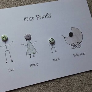 Personalised Unique Handmade Family Button Picture. A4 Print - Etsy UK