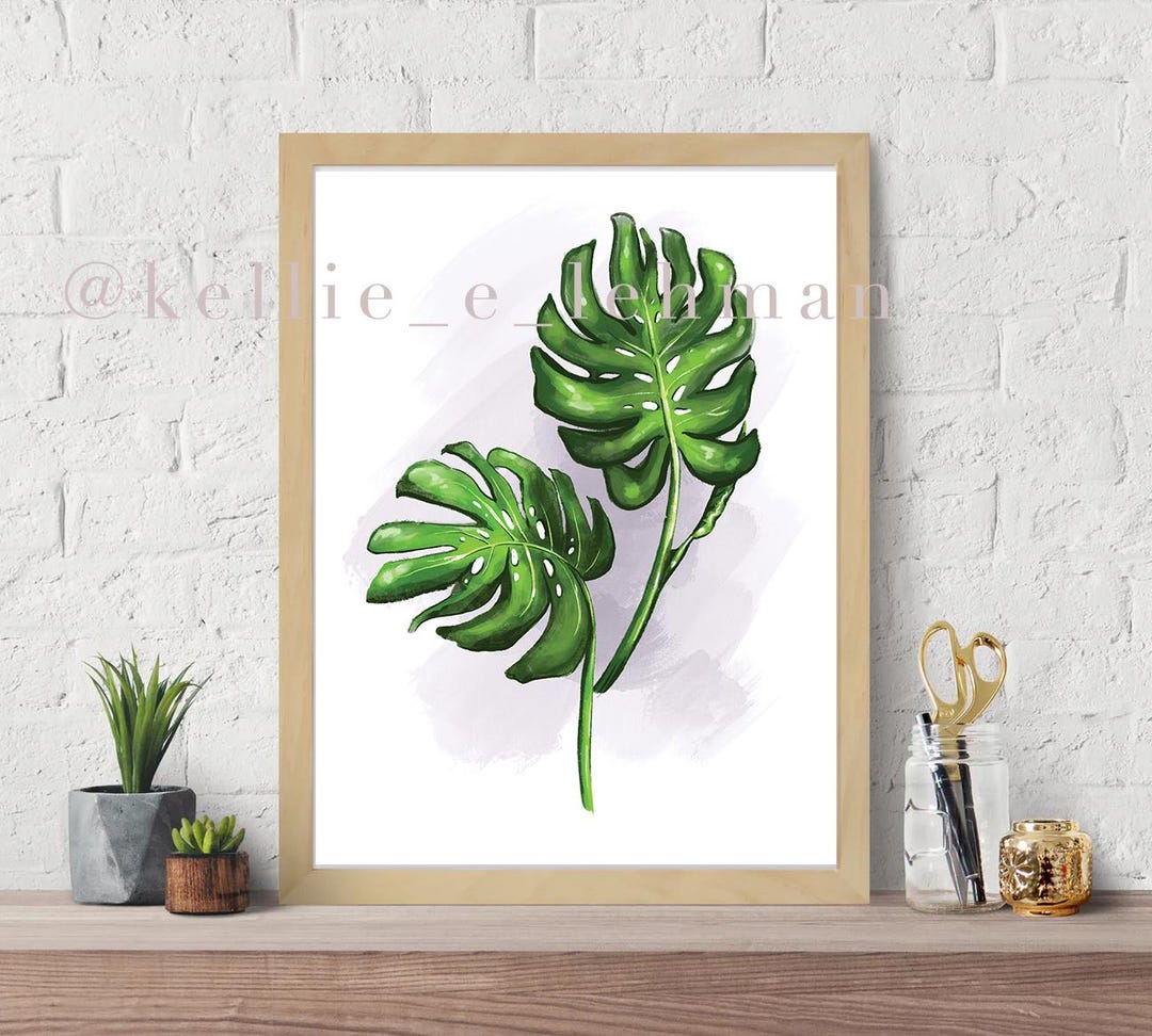 Monstera Leaf Wall Art Organic Nature Decoration House Plant Home
