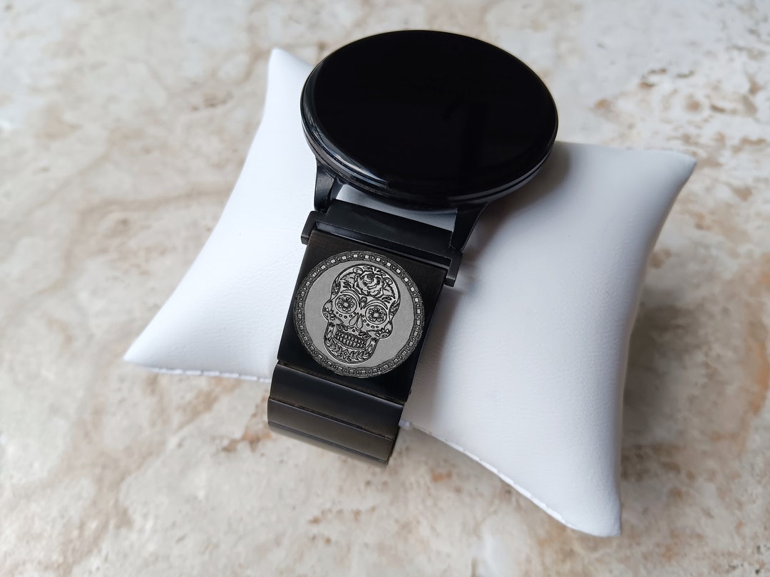 Sugar Skull Engraved Watch Band for 20mm Width Lugs Traditional Casual ...