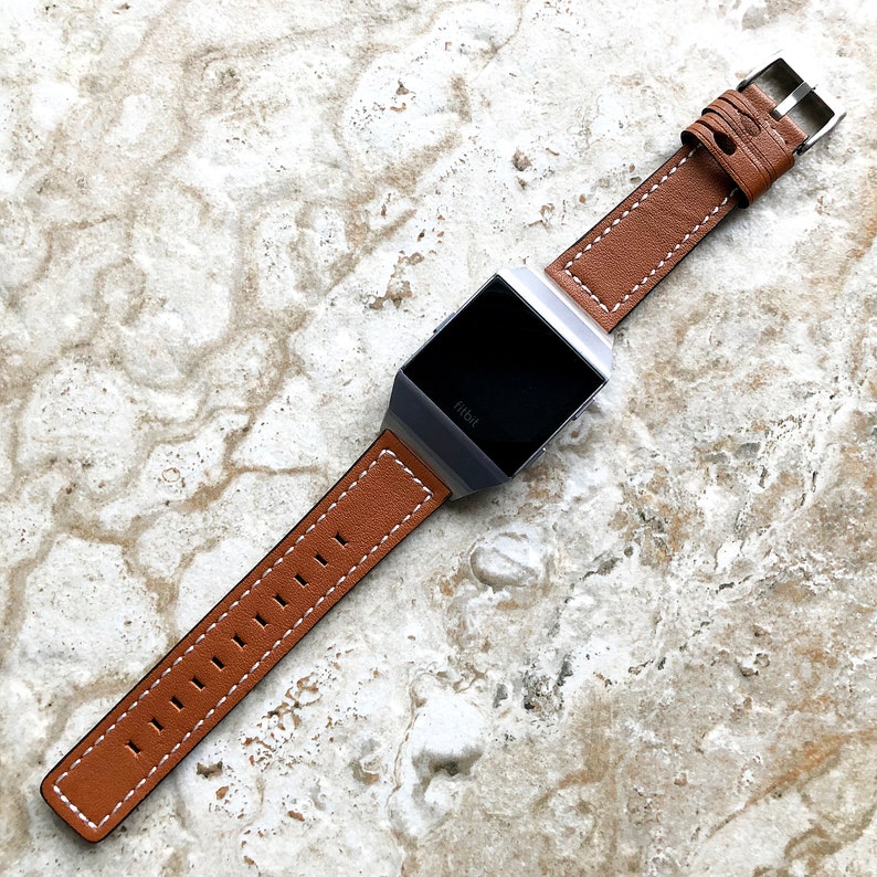 Fitbit Ionic Brown Color Soft Leather Band Strap With White - Etsy