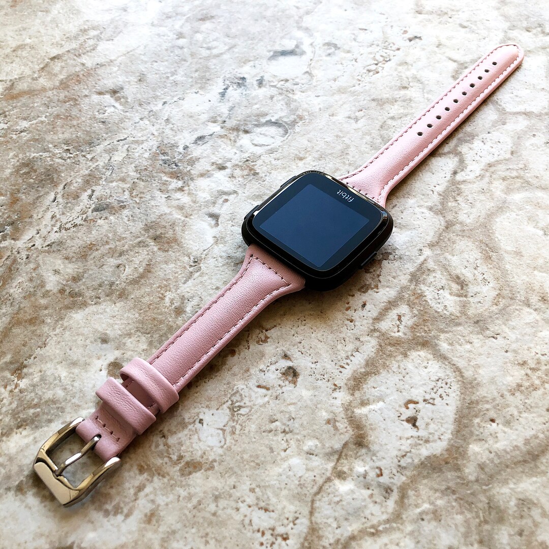Fitbit Versa Lite 2 3 4 Sense 2 Band Pink Slim Elegant Leather Strap ...
