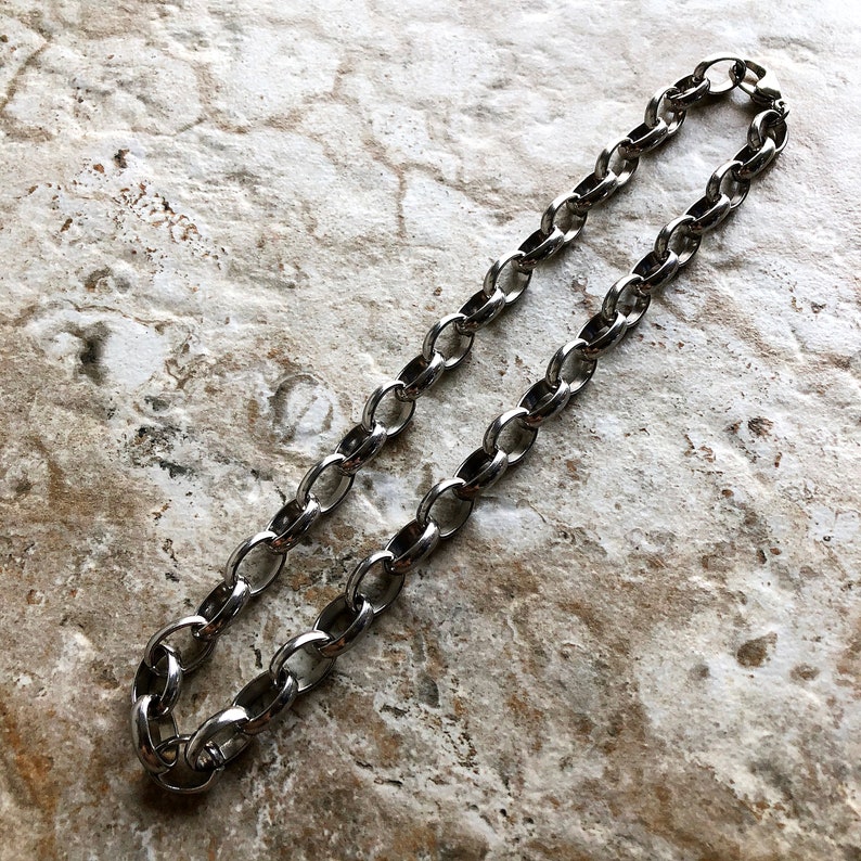 10mm Width Silver Shiny Color Stainless Steel Chains Necklace - Etsy