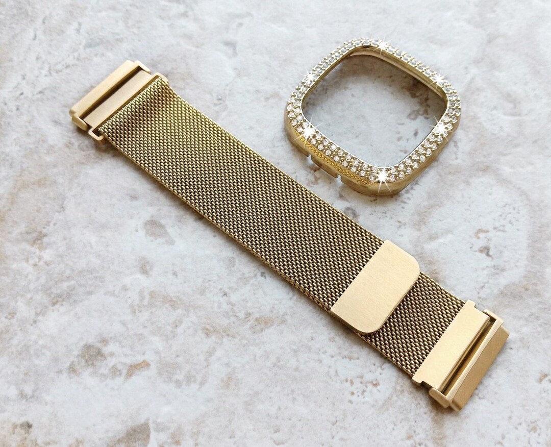 Fitbit Watch Gold Color Band Set Crystal Bezel Bling Case Cover for ...