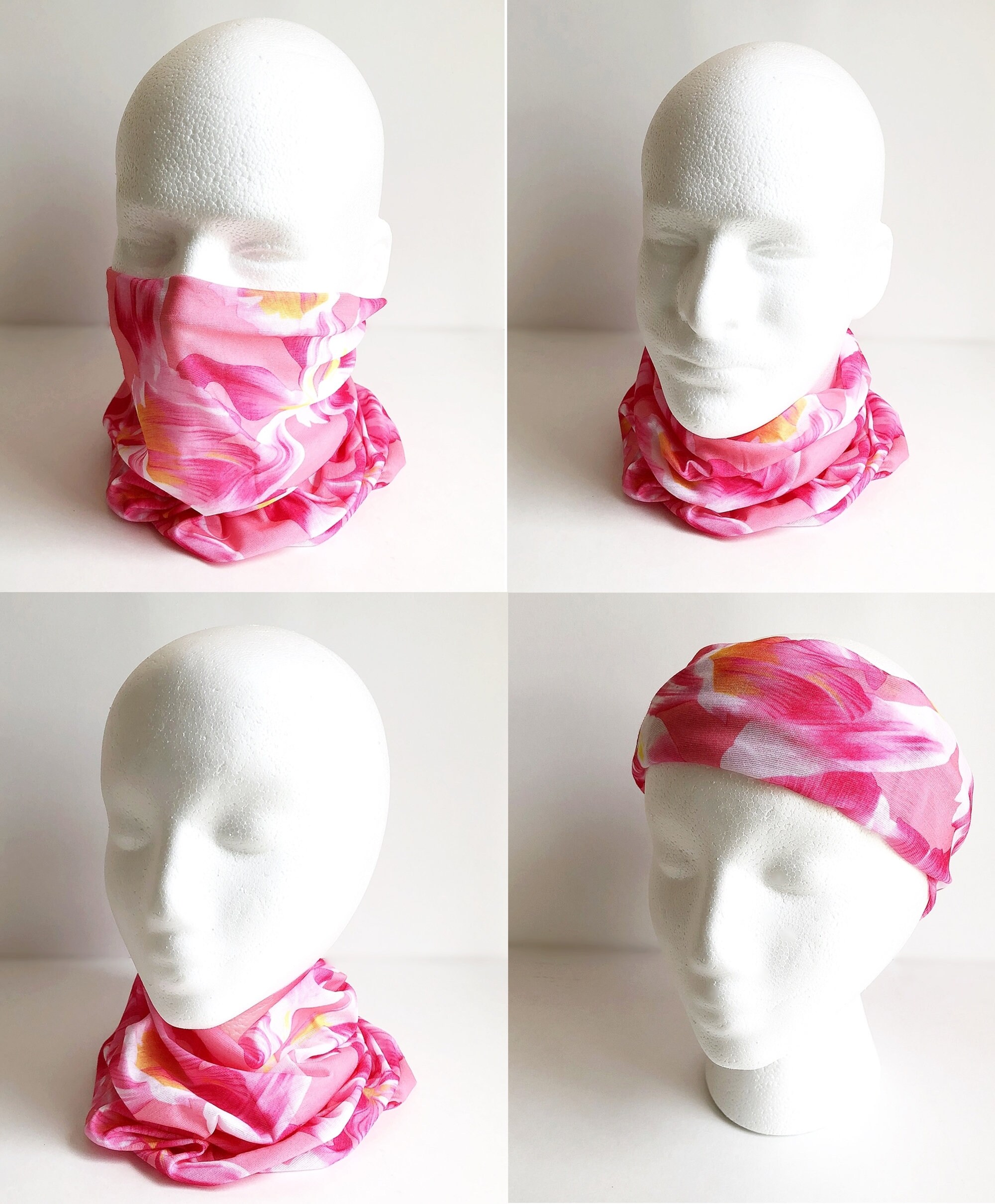 Pink Flo Face Mask Scarf New Multi Functional Seamless | Etsy