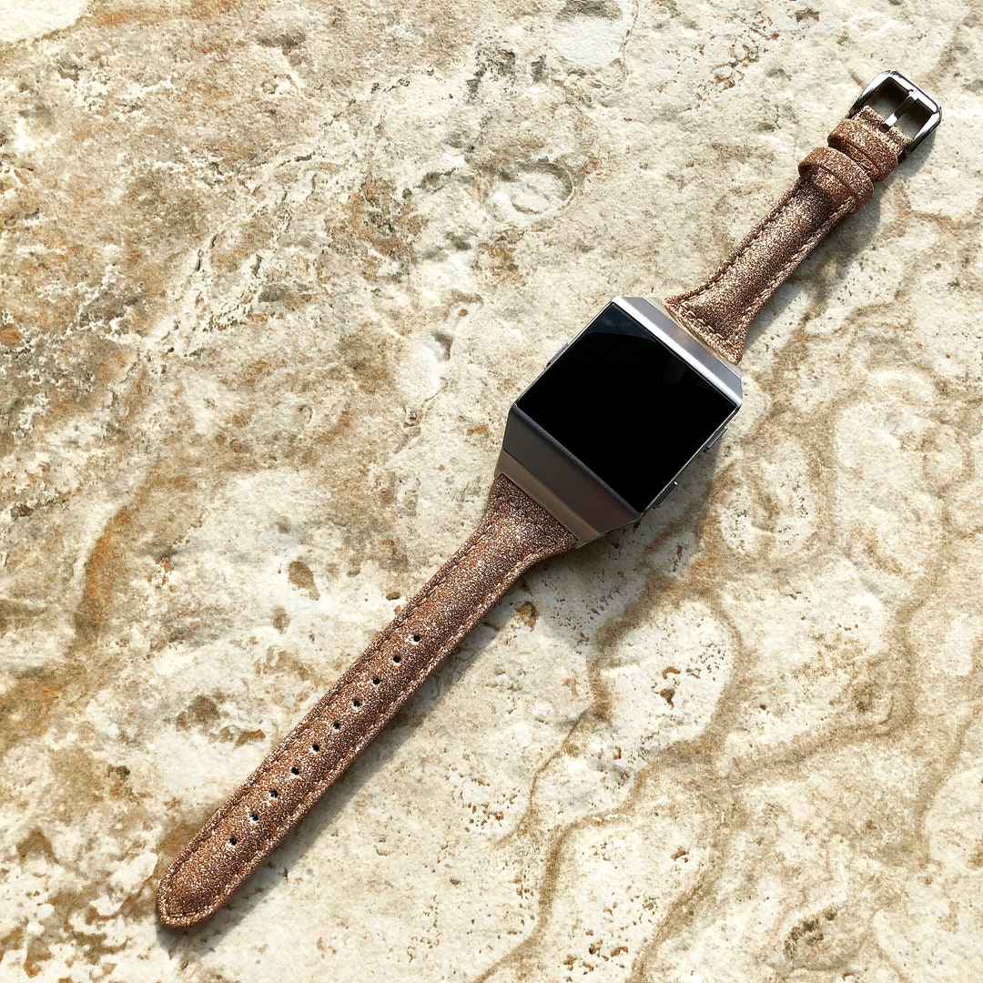 Fitbit Ionic Gold Sparkling Glitter Slim Elegant Soft Leather Band ...