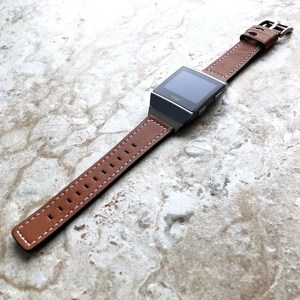 Fitbit Ionic Brown Color Soft Leather Band Strap With White - Etsy