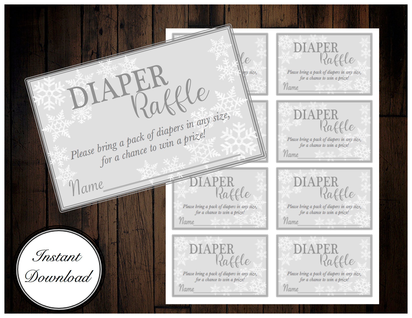 INSTANT DOWNLOAD Printable Diaper Raffle Cards Baby its Cold | Etsy
