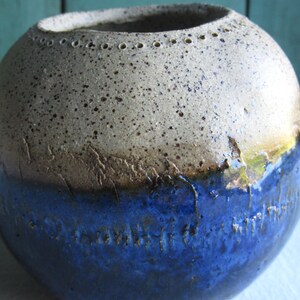 Hand Built Ceramic Ball Pot, Vase, Cobalt Blue, Small 4 Round Stoneware ...
