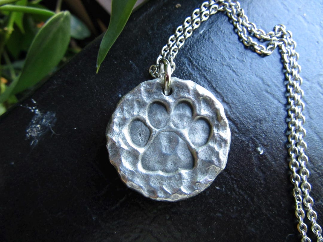 Handmade Pewter Paw Print Pendant, Cat Dog Paw Print Necklace, Pet ...