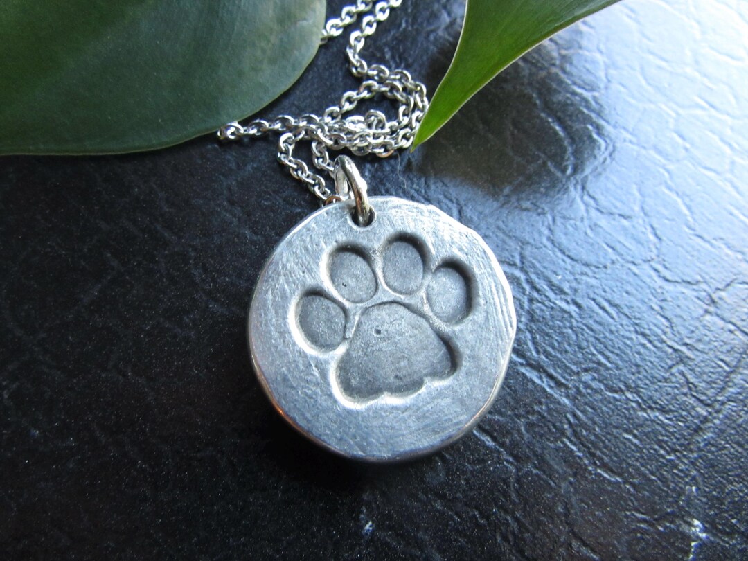 Handmade Pewter Paw Print Pendant, Cat Dog Paw Print Necklace, Pet ...