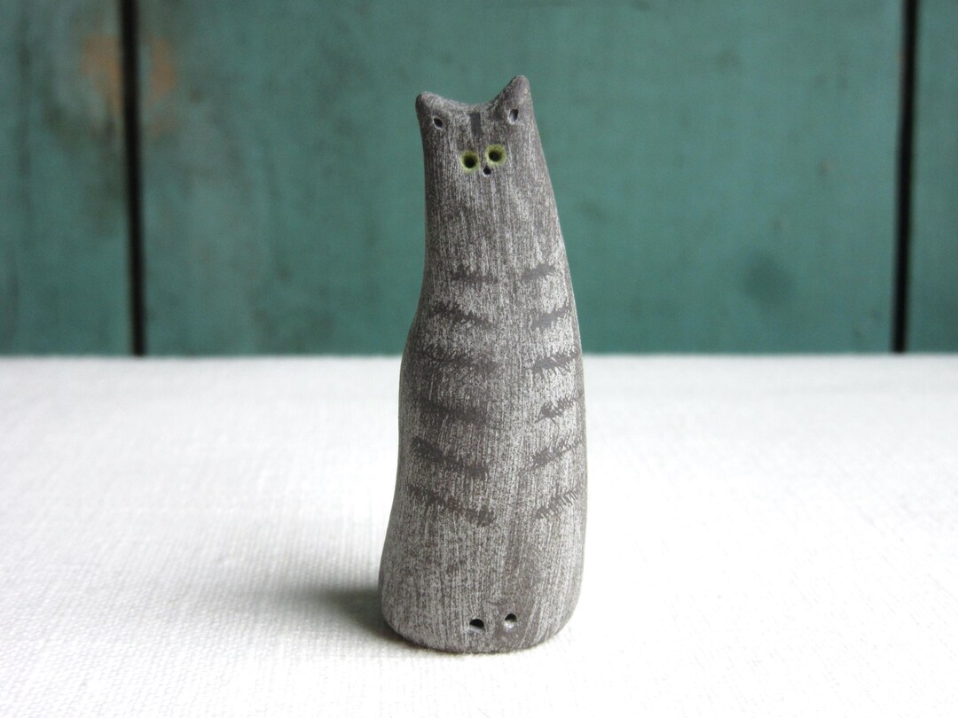 Slim Jim. Tiny Ceramic Tabby Cat Figurine. Miniature Handmade Ceramic ...