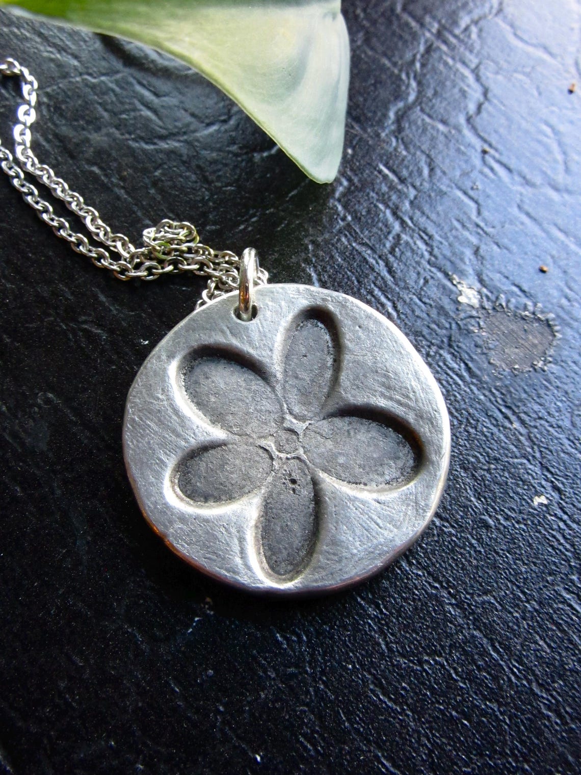 Handmade Pewter Flower Pendant, Large Pewter Flower Necklace Pendant ...
