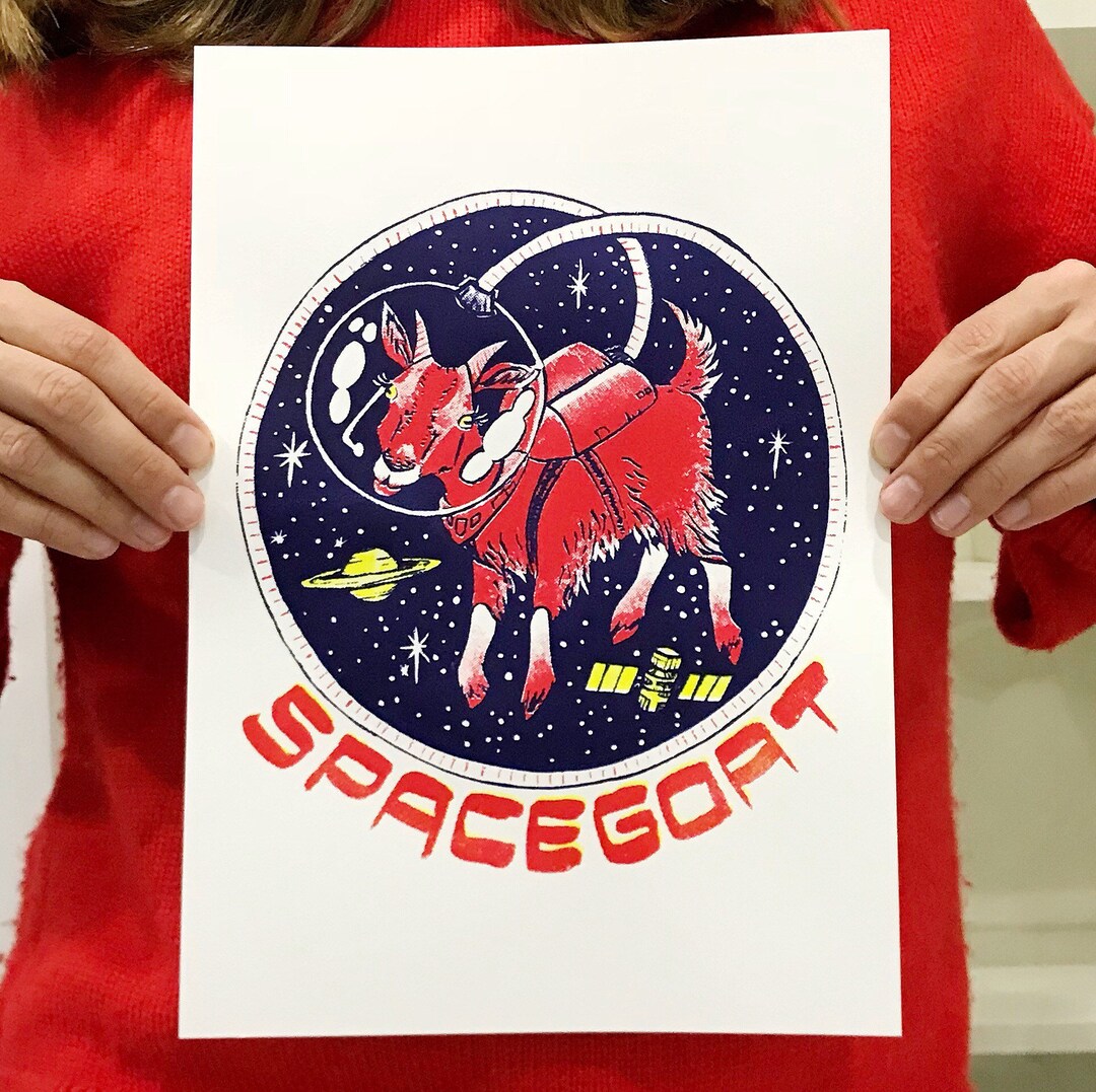 Spacegoat Screenprint - Etsy