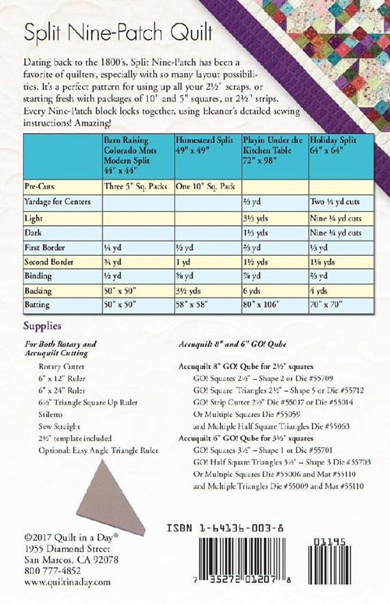 Split Nine Patch Quilt Pattern Eleanor Burns Quilt in a Day - Etsy