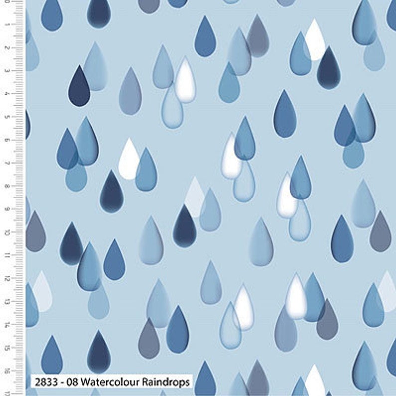 Indigo Elements Watercolor Raindrops Fabric 2833C-08 Stuart - Etsy