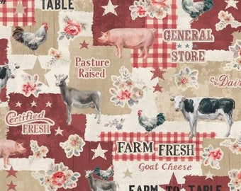 Red Chicken Fabric - Etsy