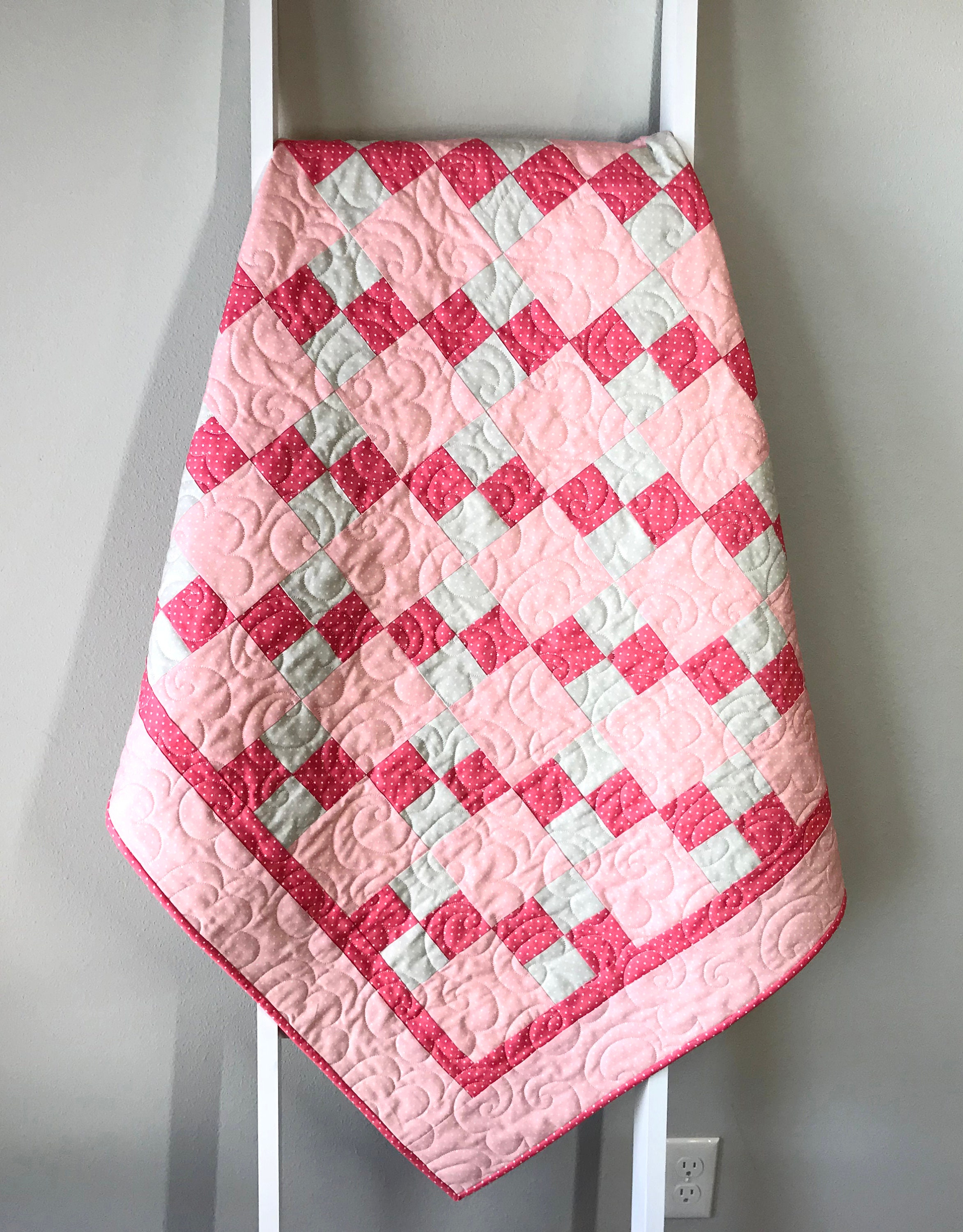 Pink and Gray Patchwork Baby or Toddler Quilt Baby Girl | Etsy