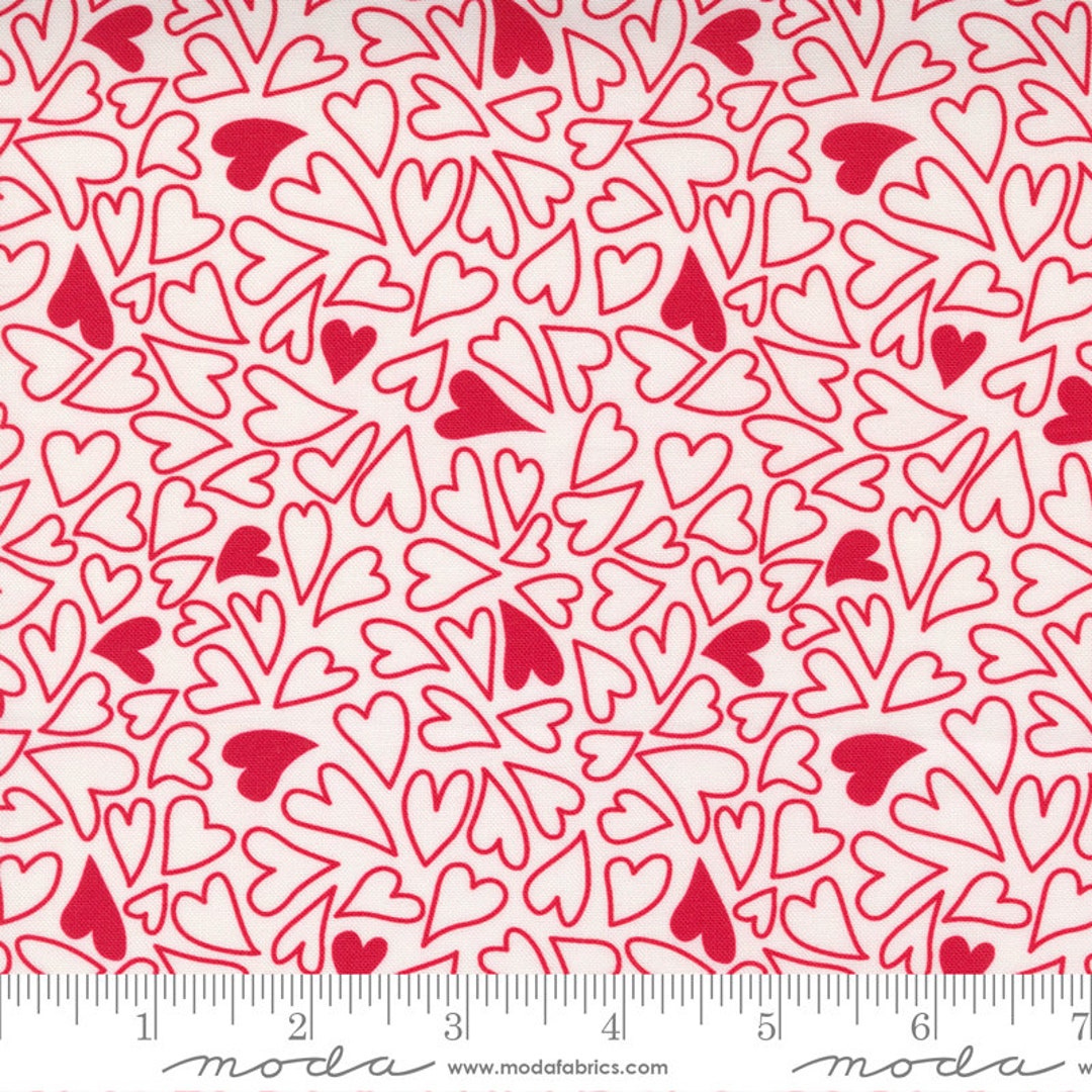 Holiday Love Sugar Hearts Fabric - Moda 20750-11, Red and White Hearts ...
