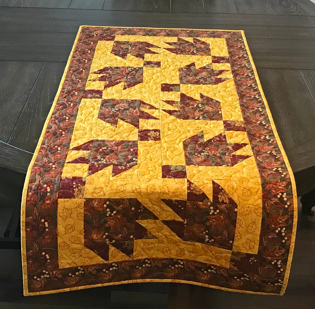 Fall Leaves Table Runner, Fall Colors Table Runner, Quilted Fall Table ...